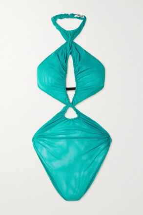 Supriya Lele R&uuml;ckenfreier Neckholder-body Aus Mesh Mit Raffungen - Blau