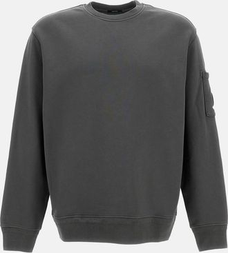 C.P. Company Rundhalspullover Aus Diagonaler Baumwollfleece Mit Linse