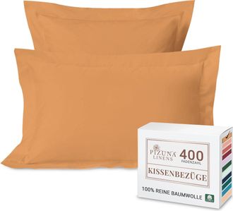 Pizuna 400 Fadenzahl Baumwolle Oxford Kissenbezug 50 X 75 Aprikosenorange, 2-teilig 100% langstapelige Baumwolle weiche Mako-Satin weben luxuri&ouml;s Nur Kissenb