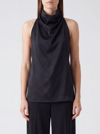 Khaite Top col roul&eacute; sans manches en satin drap&eacute;