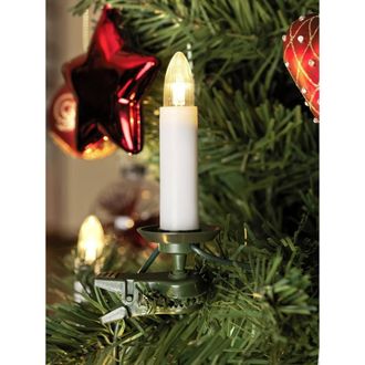 Konstsmide LED Baumkette, Topbirnen, teilbarer Stecker, 16 warm weiße Dioden, 230V, Innen, grünes Kabel - 2010-020