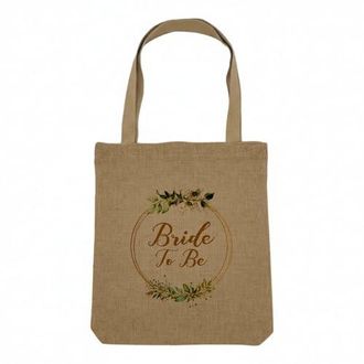 Fabulous Sac Shopping Tote Bag Aspect Lin - Bride To Be Wedding Bride Flower Circle - Sac de Courses Toile Epaisse 360g Beige Naturel Cabas Port&eacute; Epaule Solide