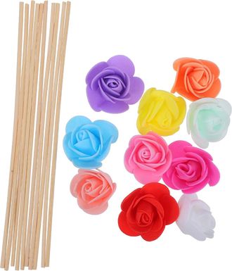 DOITOOL 10 Stück Teiliges austauschbares Aromatherapie Diffusorstäbchen mit künstlichen Blumen dekorative Rattan Duftstäbe für ätherische Öle wohnliches Flair