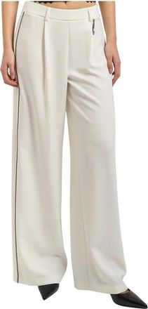 Fracomina Femme, Pantalons, Blanc, Taille: 44 FR Pantalon Palazzo &agrave; plis