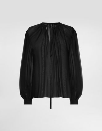 Dolce & Gabbana Top Aus Seidenchiffon - Frau Blusen Und Tops Schwarz Seide 46