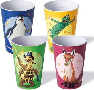 Awave L&Eacute;cole des Animaux Magiques Gobelet Enfant 250 ml Set 4 pi&egrave;ces, Vaisselle R&eacute;utilisable sans BPA Tasse pour Enfants en rPET, Rabbat Juri Henrietta Casp