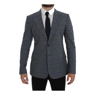 Dolce & Gabbana Blau karierte Slim Fit Blazer - - Jackets - Herren - Mehrfarbig - XS