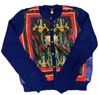 Roberto Cavalli Cardigan Damen Strickjacke Sequin Embellished Jacke Floral Cardigan Paillettenverzierung