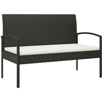 vidaXL vidaXL Gartenbank mit Kissen Schwarz 105 cm Poly Rattan