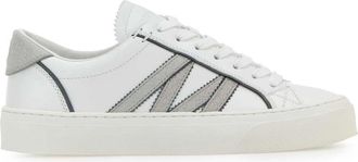 Moncler Femme, Chaussures, Blanc, Taille: 38 EU Monaco2 Leather & Glitter Baskets