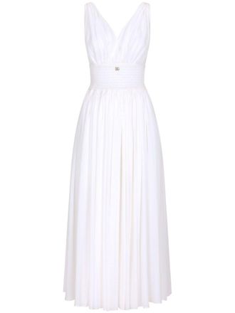Dolce & Gabbana robe mi-longue &agrave; fronces - Blanc