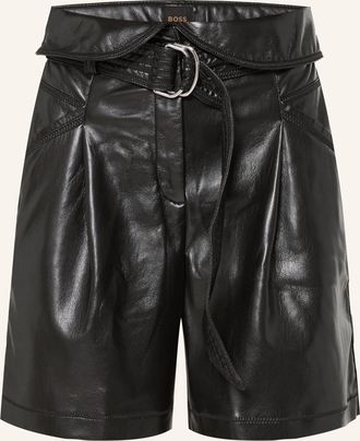 HUGO BOSS Shorts Tadeli In Lederoptik schwarz