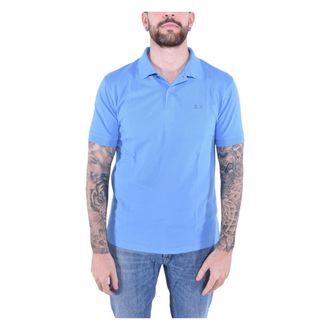 Sun 68 Blumig Besticktes Poloshirt Kurzarm - - Tops - Herren - Blau - L