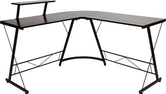 Flash Furniture Ginny Eckschreibtisch, platzsparend, L-f&ouml;rmiger Gaming-Schreibtisch mit Monitorablage, 181,6 cm, 2-st&ouml;ckig, Computertisch, Heimb&uuml;ro-Schreibtisch, einf