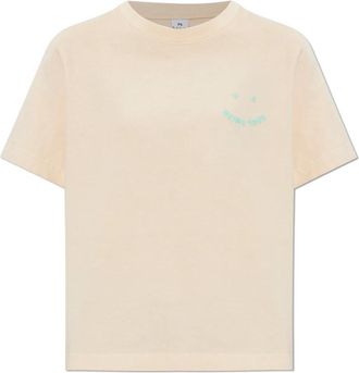 Paul Smith Femme, Tops, Beige, Taille: 42 FR T-shirt avec logo brod&eacute;