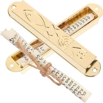 Soimiss Metall Retro Mezuzah Türdekoration mit Schriftrolle Jüdisches Religiöses Ornament Wetterbeständig Dekorativ für Haustür und Büro Langlebiges mit Befes