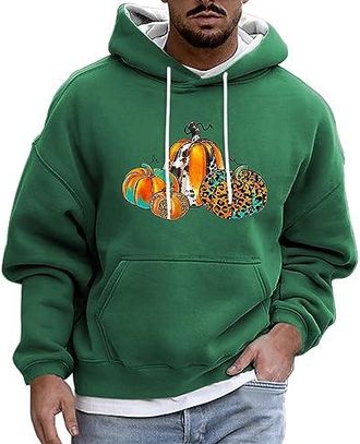 Generic Costumes dHalloween pour homme - Sweat à capuche imprimé citrouille avec poche kangourou - Joli dessin animé décompose les citrouilles - Pull à capuch