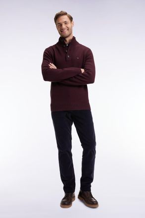 Eden Park Pantalon Chino Sans Plis En Velours Stretch Marine
