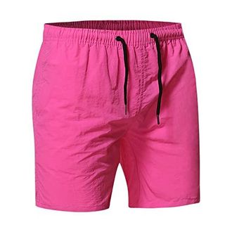 Generic Short de bain d&eacute;t&eacute; multifonction pour homme - 5 minutes - Couleur unie - Pour la plage, le sport, le fitness, les vacances, rose vif, 3XL