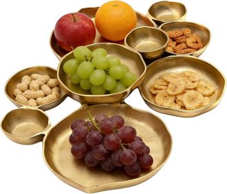 Generic Cluster Servierschale F&uuml;r Snacks | Gl&auml;nzende Goldene Snackschale - 9-teilige Kombination Runde Dekorative Servierschale,F&uuml;r Kartoffelchip-Dip, N&uuml;sse, 