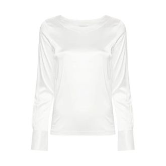 Mazzarelli Wei&szlig;e Satin Bootshals Bluse - - Blouses & Shirts - Damen - Wei&szlig; - L
