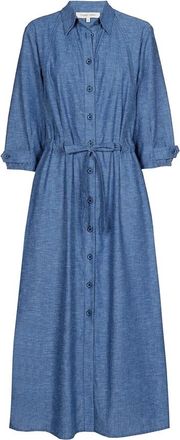 Marie M&eacute;ro Femme, Robes, Bleu, Taille: 44 FR Robe longue et large en denim ceintur&eacute;e