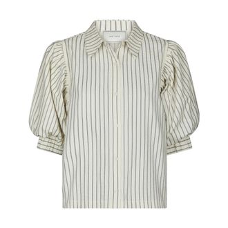Neo Noir Etta Slim Gestreiftes Hemd - - Blouses & Shirts - Damen - Wei&szlig; - S