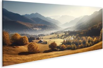 Islandburner Prime Bild auf Leinwand Berg Tal Berge Wald Bilder Wandbilder Poster