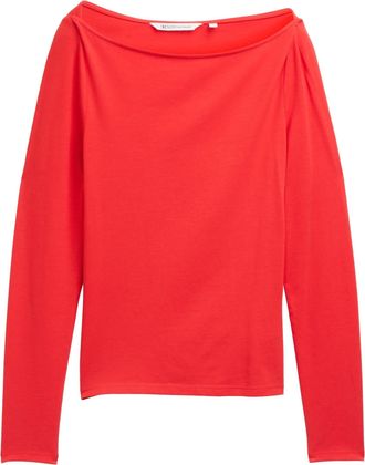 Tom Tailor Damen 1045412 Longsleeve T-Shirt, 13745 - Scarlet Red, XL EU