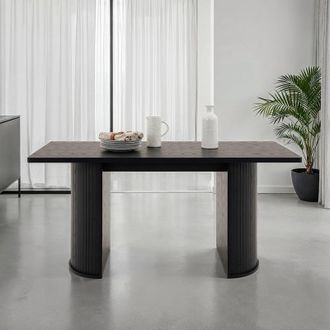 IDIMEX Esstisch GUARDA 160 x 75 cm, Schwarz MDF - Rechteckiger Esszimmertisch mit Designfu&szlig; in Lamellenoptik, moderner K&uuml;chentisch f&uuml;r 6 Personen elegant