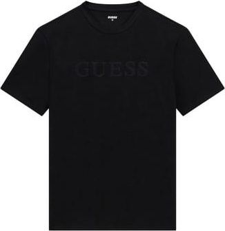 Guess T-shirt col rond &agrave; logo brod&eacute; en coton m&eacute;lang&eacute;