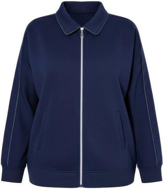 STUDIO UNTOLD Sweatjacke Trainingsjacke oversized Flederaus&auml;rmel Streifen