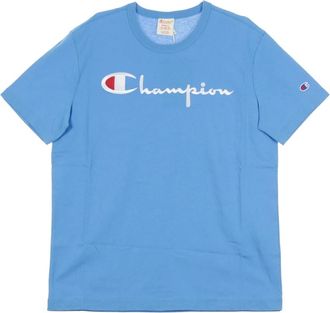 Champion Hellblaues Crewneck Tee Shirt - - Tops - Herren - Blau - XL