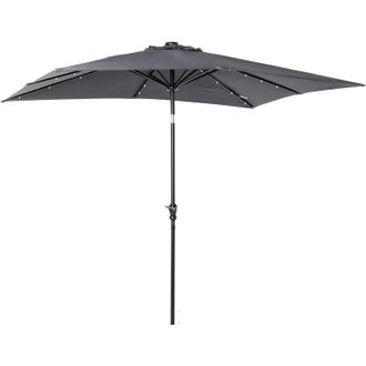 OUTSUNNY Parasol lumineux rectangulaire inclinable dim. 2,68L x 2,05l x 2,48H m parasol led solaire m&eacute;tal polyester haute densit&eacute; gris