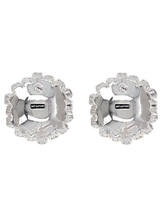 Self Portrait Crystal Flower Earrings - Silver