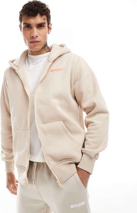 Sixth June Kapuzenjacke in Beige mit Glory- und Engelprint auf dem R&uuml;cken-Neutral