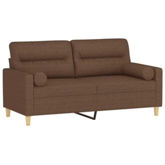 vidaXL 2-Sitzer-Sofa mit Zierkissen Braun 140 cm Stoff Vidaxl