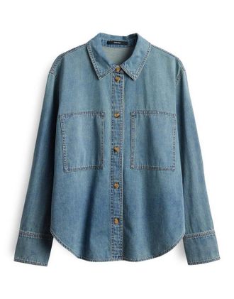 someday Jeansbluse ZUTIE Slim aus nachhaltigem BCI Cotton Weicher Denim mit gro&szlig;er Brusttasche und geradem Schnitt