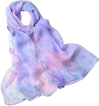 Generic Foulard tendance en mousseline de soie pour femme - Grande écharpe en satin, violet, taille unique