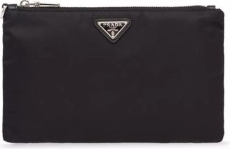Prada Clutches - Rectangular Clutch Bag With Silver Zipper - Gr. unisize - in Schwarz - f&uuml;r Damen