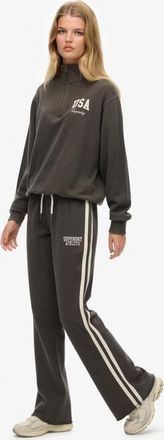 Superdry Athletic - Ausgestellte Jogginghose in Anthrazit mit Streifen-Grau