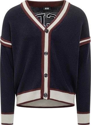 GCDS Gcds, Homme, Pulls, Bleu, Taille: S Logo Lounge College Cardigan
