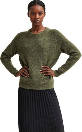 Selected Damen Selected Rundhals Strickpullover Lockerer Feinstrick Wollpullover SLFLULU Sweater, Farben:Grün, Größe:XL