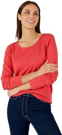 Damart Pull Maille Fine Uni Ou Imprim&eacute;, Femme, Col Rond, Rouge, 46/48