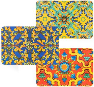 Excelsa Trinacria Set mit 6 rechteckigen Tischsets, 43,5 x 29 cm, verschiedene Dekorationen, PP-Kunststoff