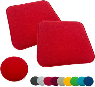 Heimtexland 2er Pack Sitzkissen Filz Stuhlkissen Bodenkissen Polster Stuhlauflage Indoor Outdoor Kissen eckig Typ631 Filzkissen rot 35x35 cm 2 Stück