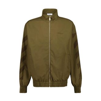 Off-white Diagonales Baumwoll-Tracktop - - Jackets - Herren - Gr&uuml;n - XS