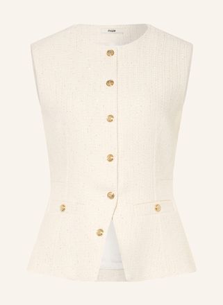 Maje Blazerweste Aus Tweed Mit Pailletten weiss