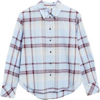 s.Oliver Langarmbluse Bluse Leichte Karo-Bluse im Relaxed Fit