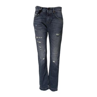 Dolce & Gabbana Boyfriend Jeans mit Sacred Heart Patch - - Jeans - Damen - Blau - XS